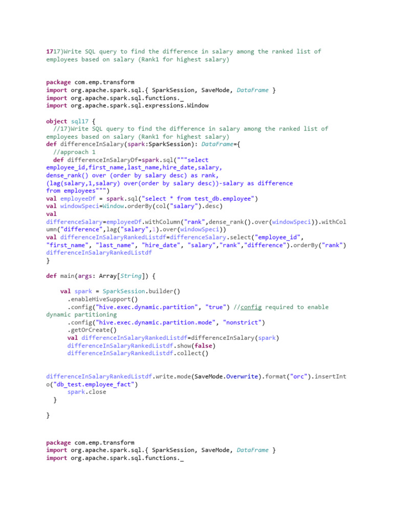 Spark-Scala Code | PDF | Apache Spark | Software Development Spark-Scala Code | PDF | Apache Spark | Software Development