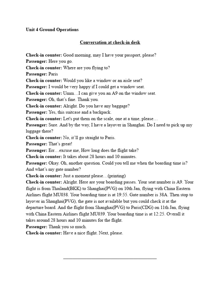 Flight Role Play-Check-In Desk | Download Free PDF | Baggage | Transport