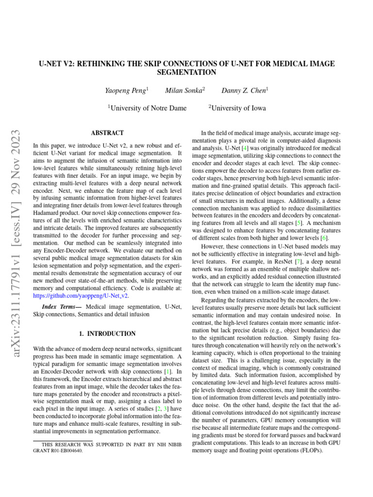 U-Net v2: Enhanced Medical Image Segmentation | PDF | Image Segmentation | Data Compression