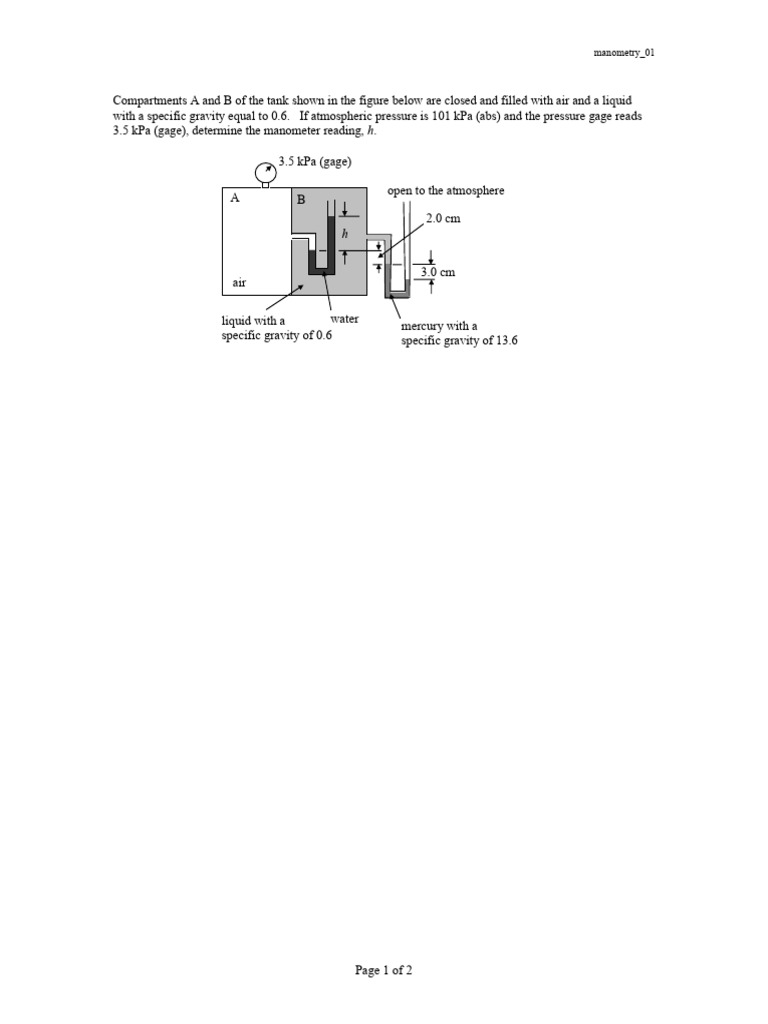 Manometry 01 | Download Free PDF | Pressure | Pressure Measurement