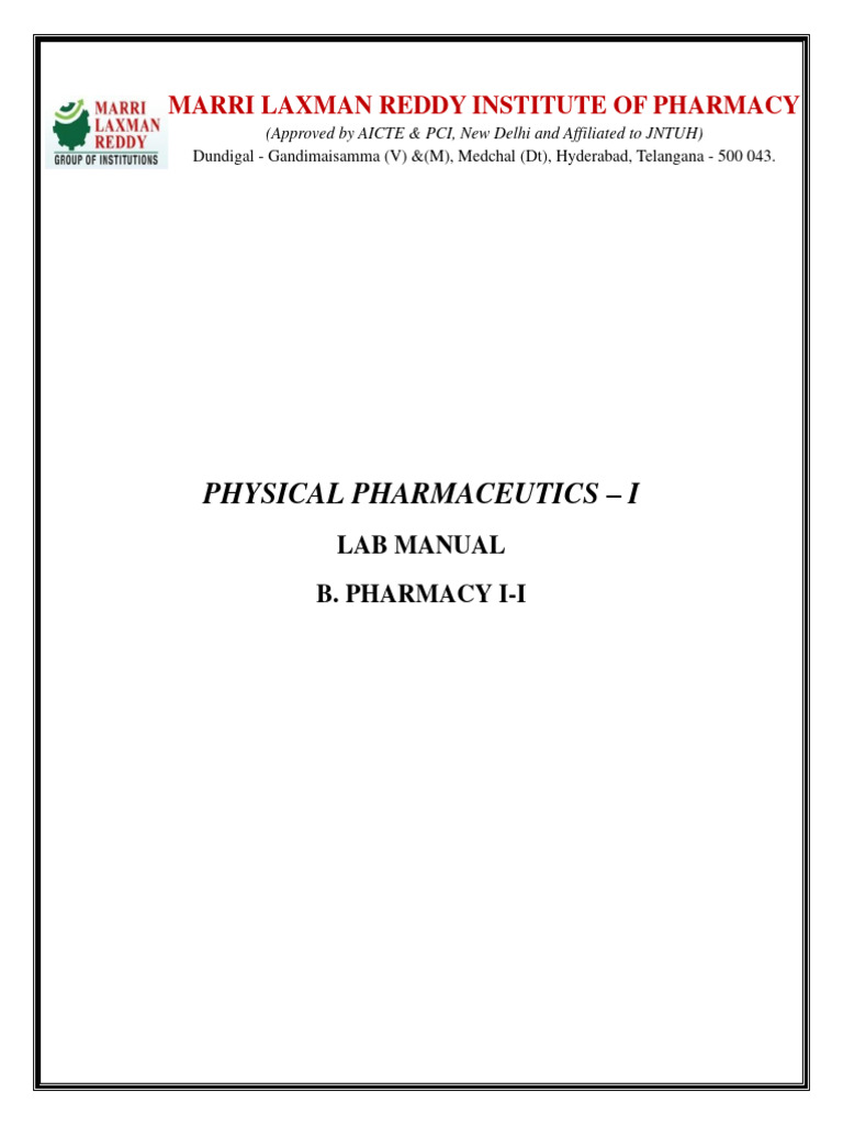 Physical Pharmaceutics Lab Manual | PDF | Wellness