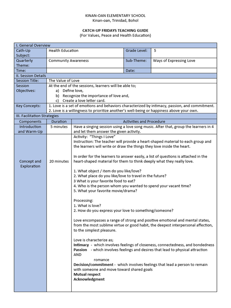 Catch Up Fridays Lesson Plan 1 | PDF