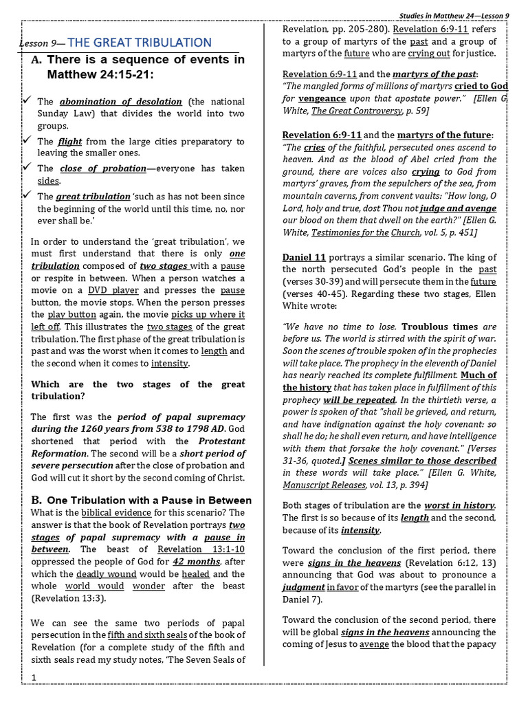 l10 The Great Tribulation | PDF | Great Tribulation | Jesus