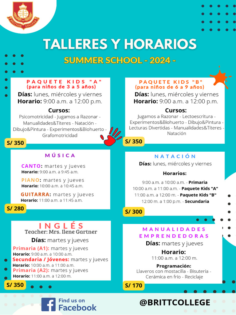 2024 Talleres de Verano - Horarios-1 | PDF