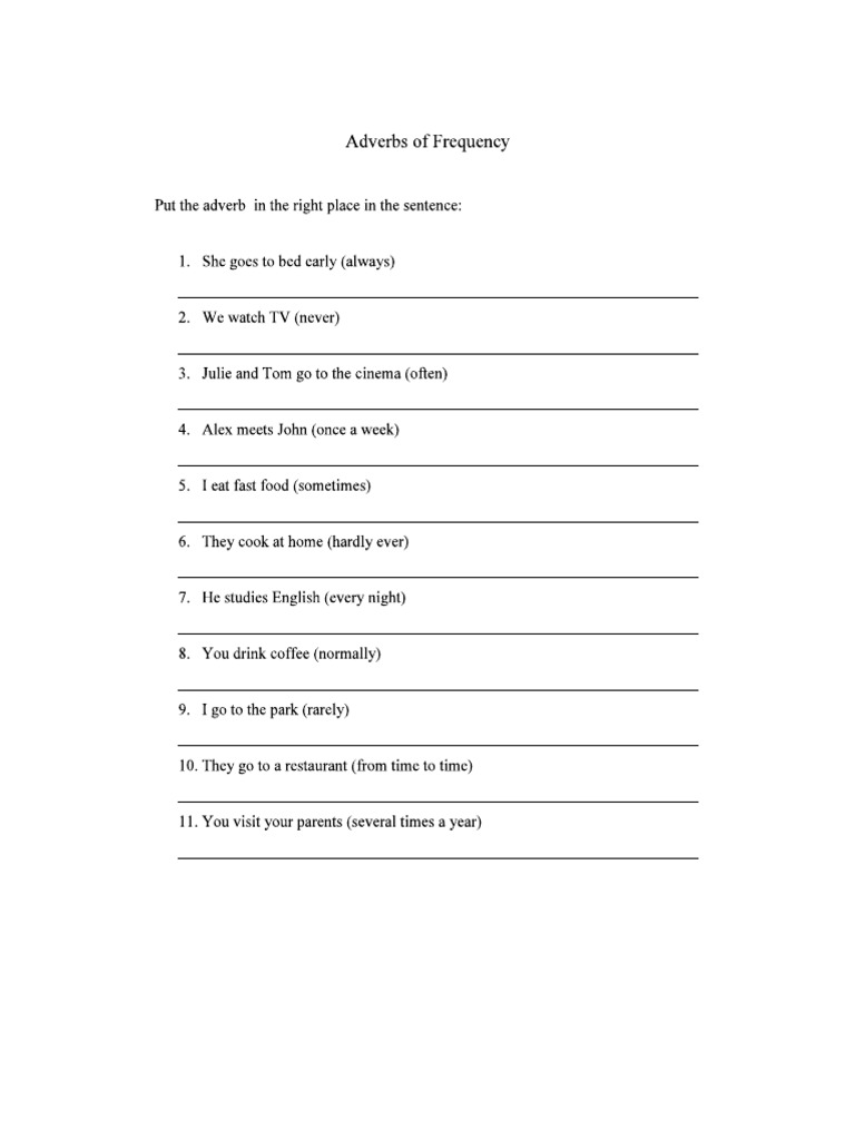 Adverbs of Frequency Student | PDF
