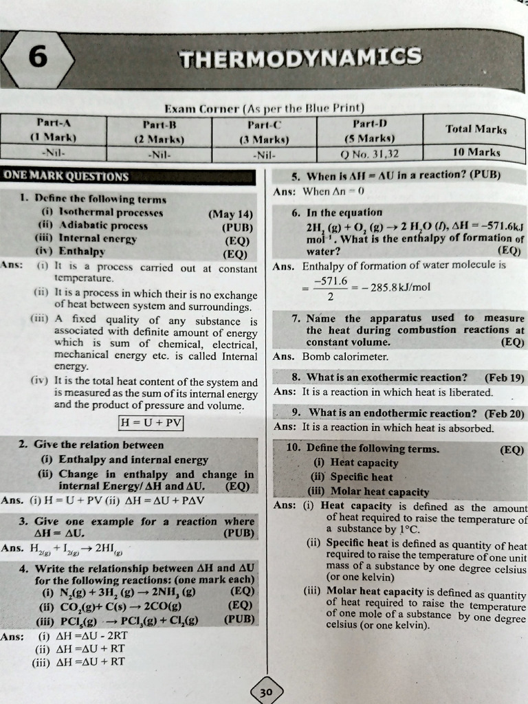 Thermodynamiccs Imp Questions | PDF | Enthalpy | Entropy