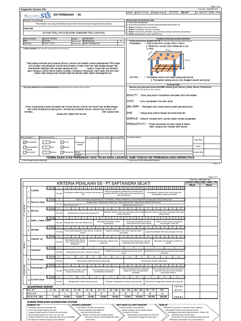 Form Ide Perbaikan Terbaru 2015 (SS) | PDF