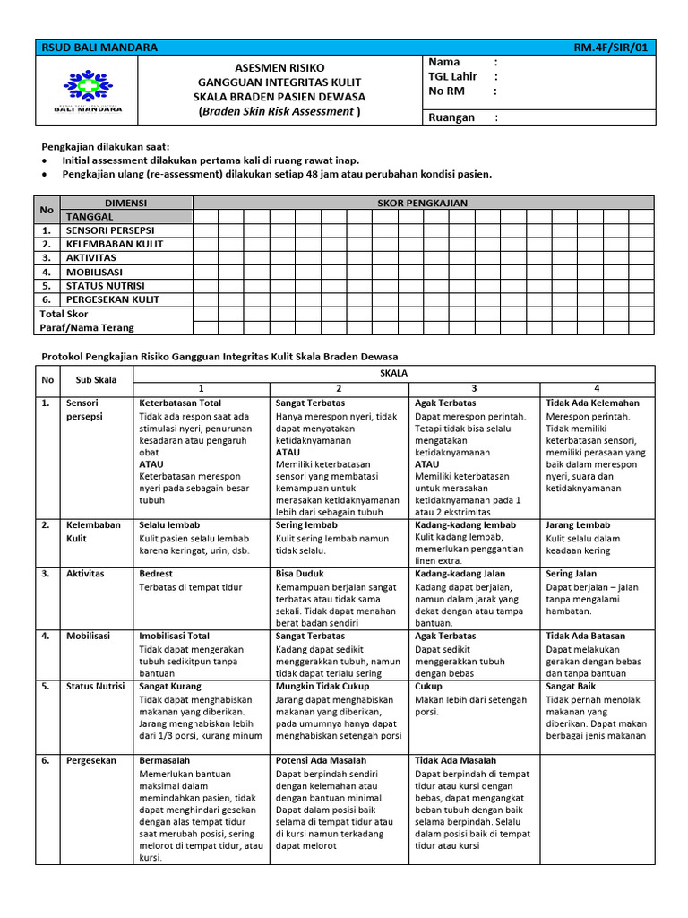 Skala Braden Dewasa | PDF