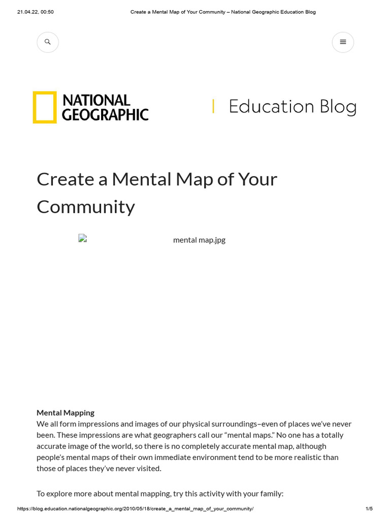 Create A Mental Map of Your Community - National Geographic Education ...
