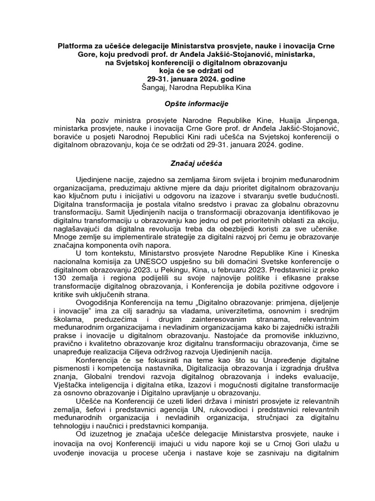 Predlog Za Ucesce | PDF