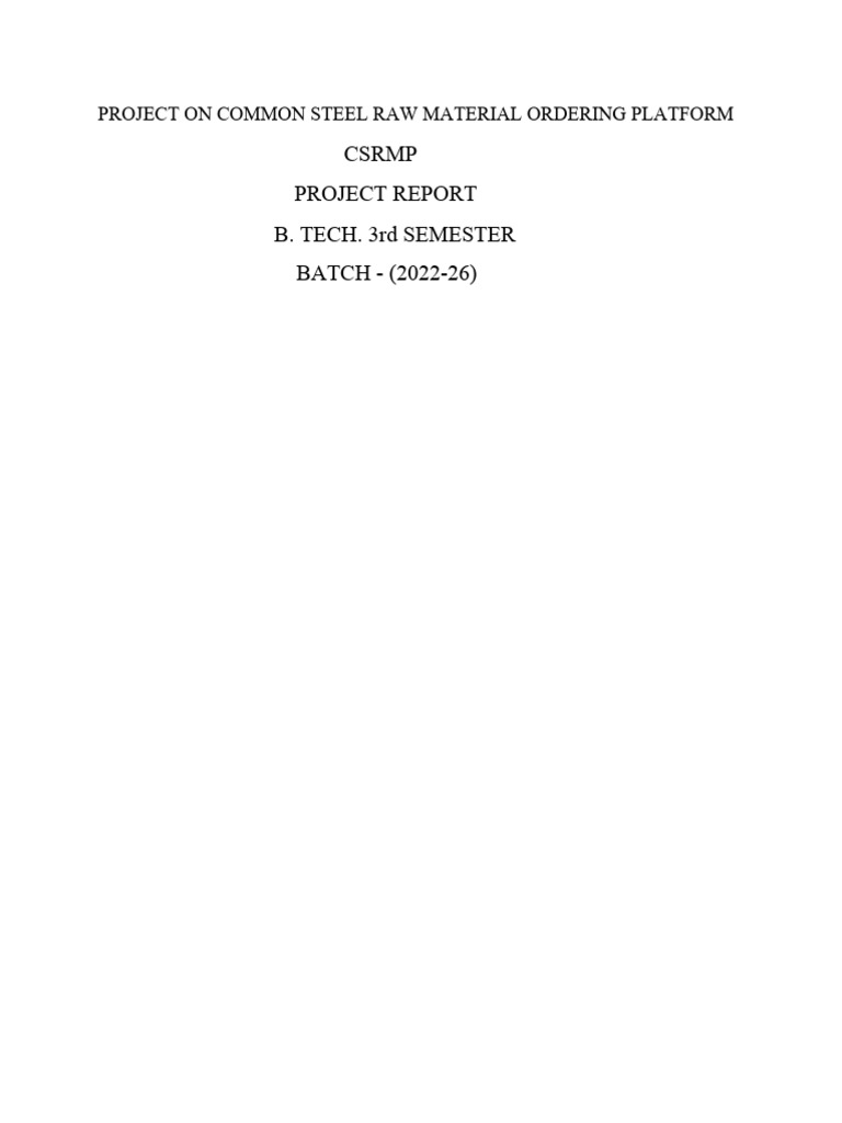 Project On Common Steel Raw Material Ordering Platform | PDF | Systems ...