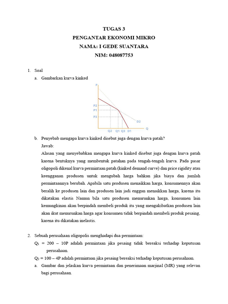 Tugas 3 Pengantar Ekonomi Mikro | PDF