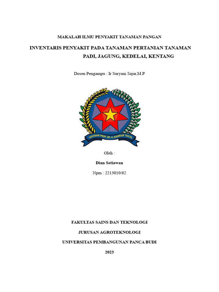 INVENTARISASI PENYAKIT PADA TANAMAN PERTANIAN Dian Setiawan | PDF