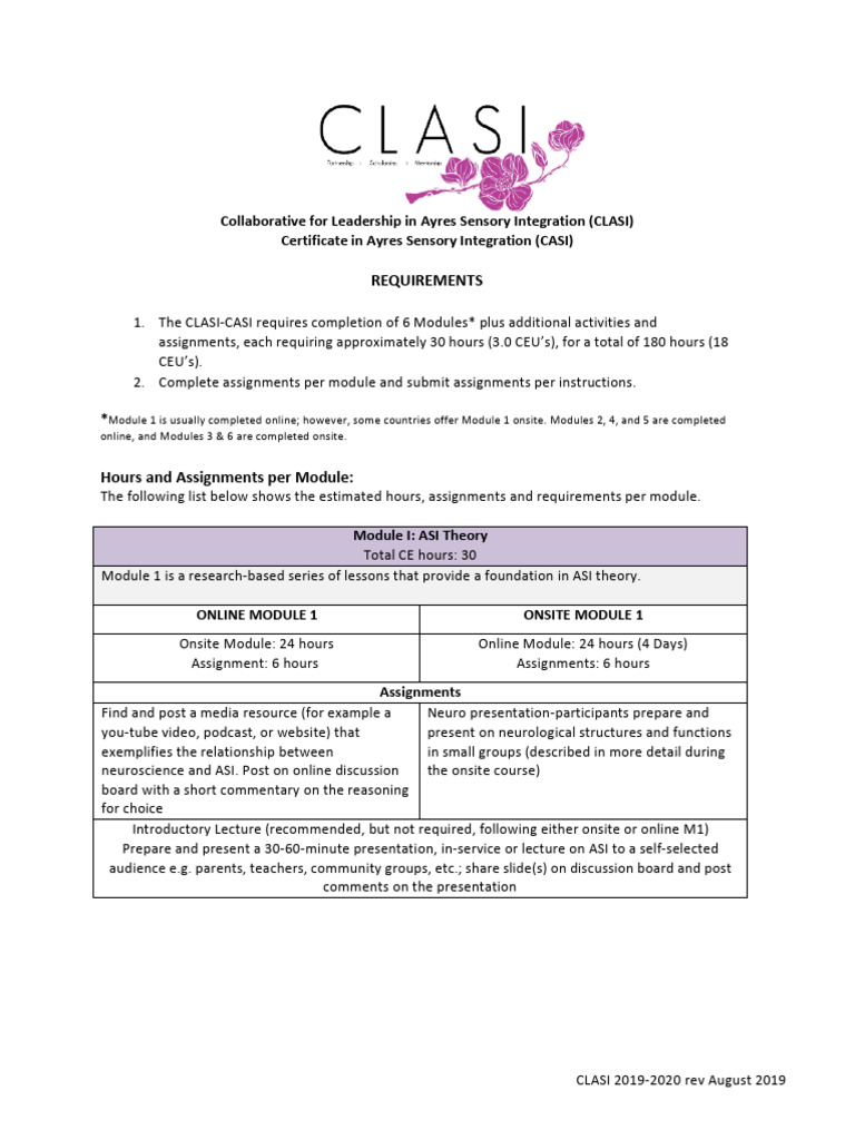 CASI Module Requirements Overview | PDF | Learning Disability | Autism ...