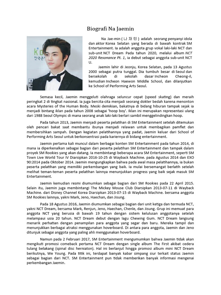 Biografi Na Jaemin | PDF