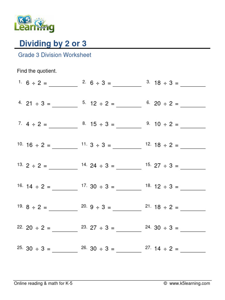 Grade 3 Division Practice | PDF