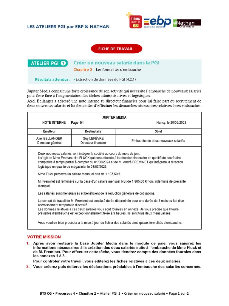 Atelier PGI Chapitre 2 | PDF