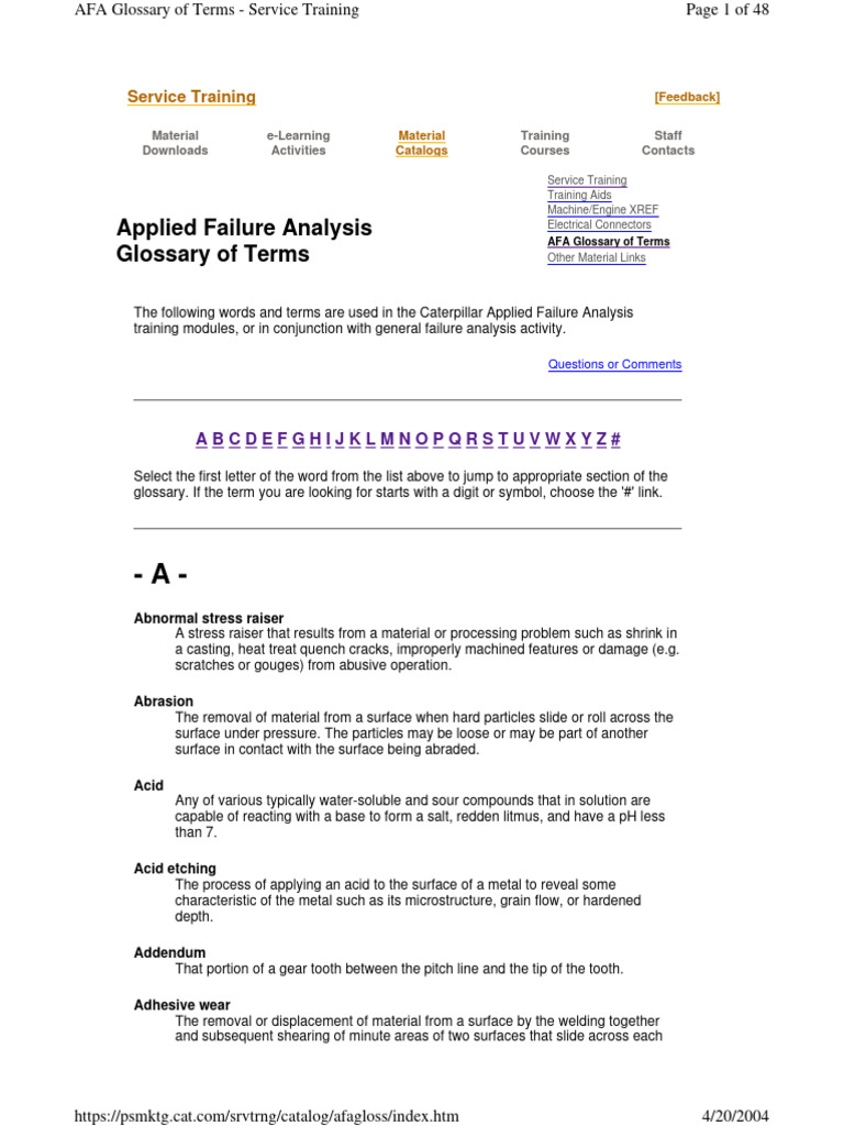 Glosario AFA | PDF | Fracture | Deformation (Engineering)