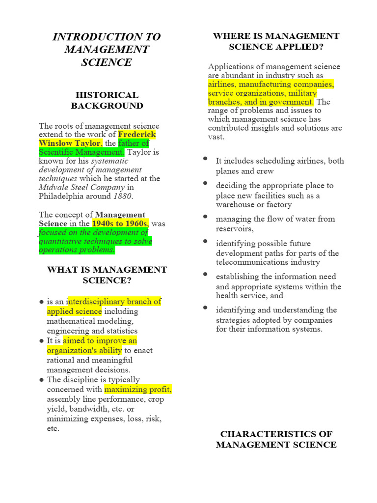 Introduction to Management Science | PDF | Science | Labour Economics