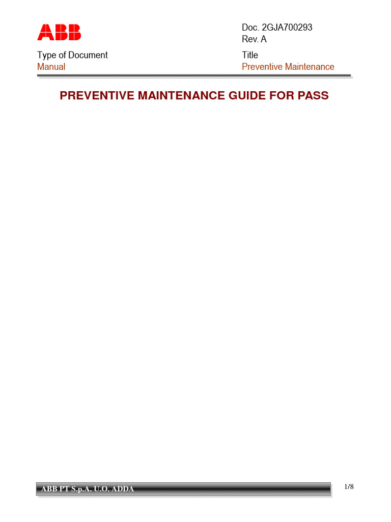 2GJA700293 Rev A - Preventive Maintenance Guide | PDF