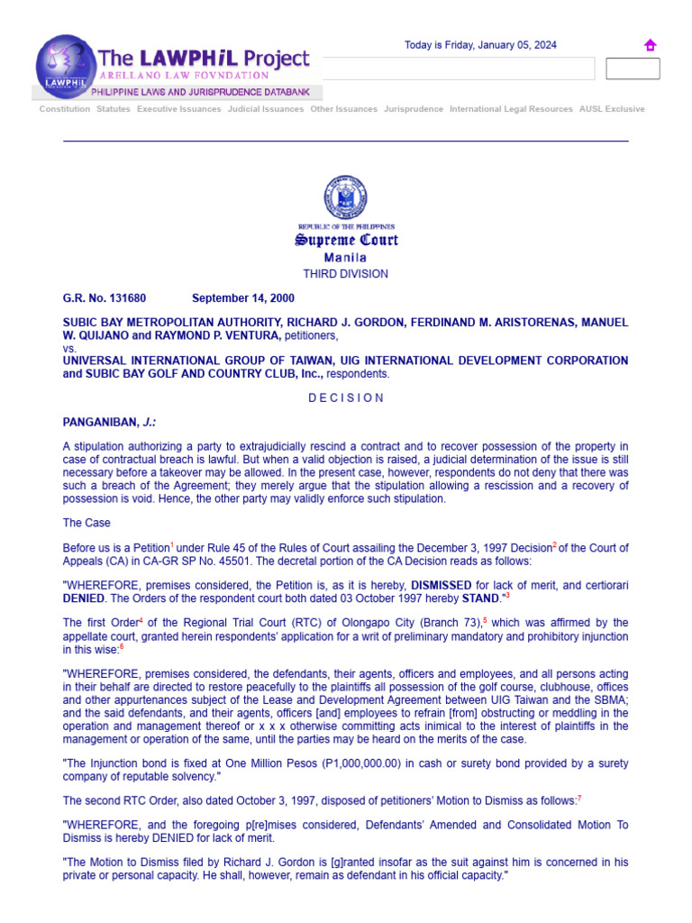 SBMA Vs Universal Intl GRP of Taiwan | PDF