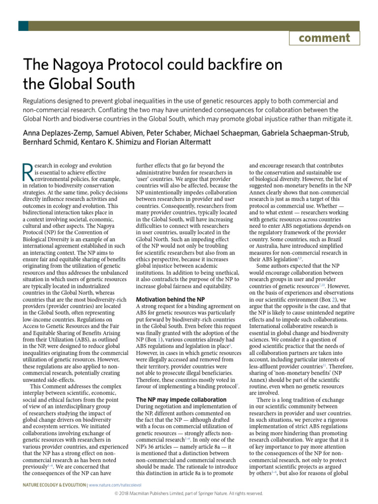 The Nagoya Protocol Could Backfire On The Global South | PDF