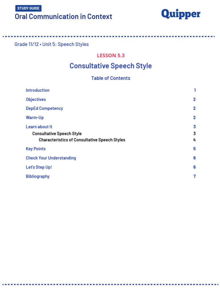 ME EngOCC 11 Q1 0503 - SG - Consultative Speech Style | PDF ...