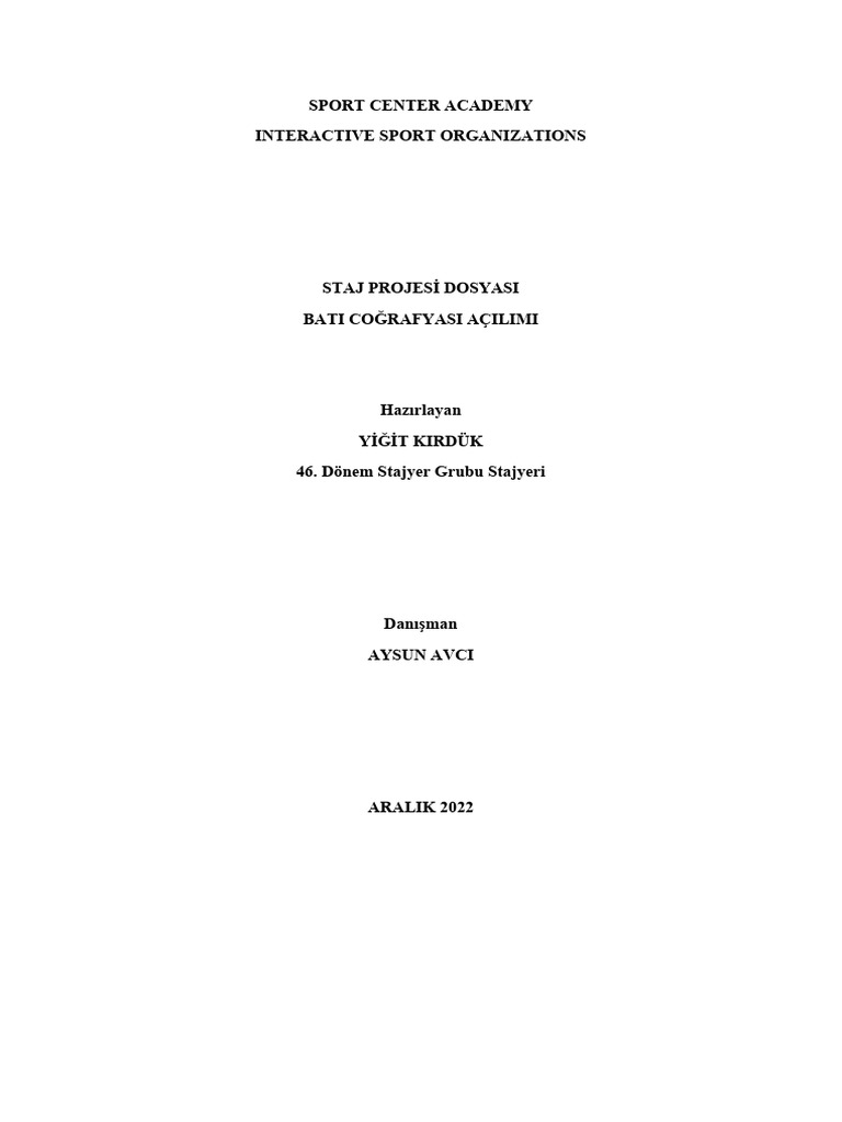 Staj Projesi Dosyası | PDF