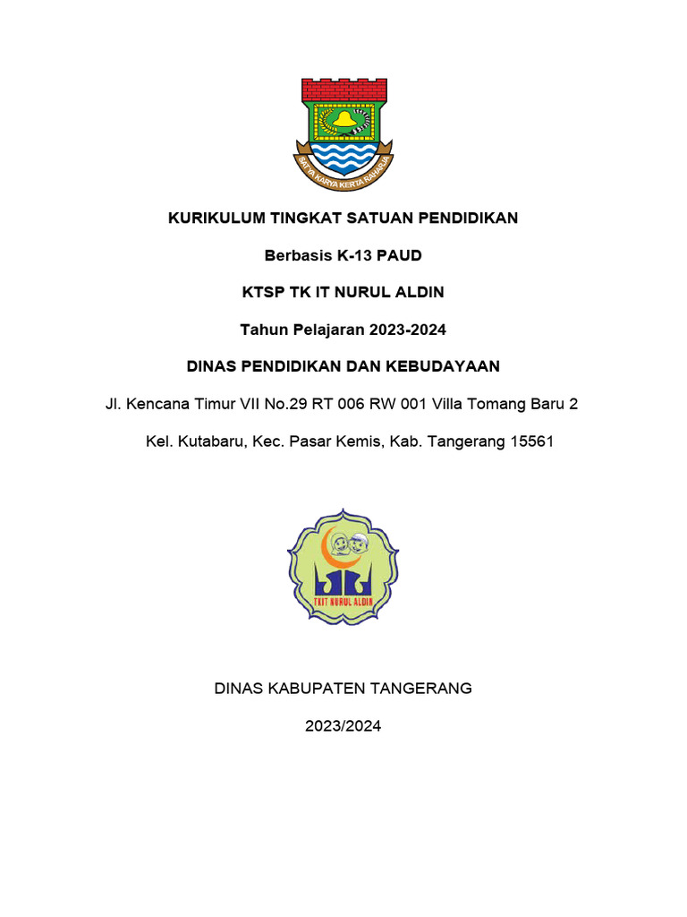 KTSP TKIT Nurul Aldin 2023-2024 | PDF | Karier & Perkembangan