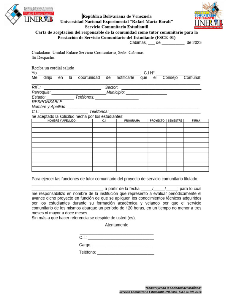 Formato de Aceptación Comunidad | PDF