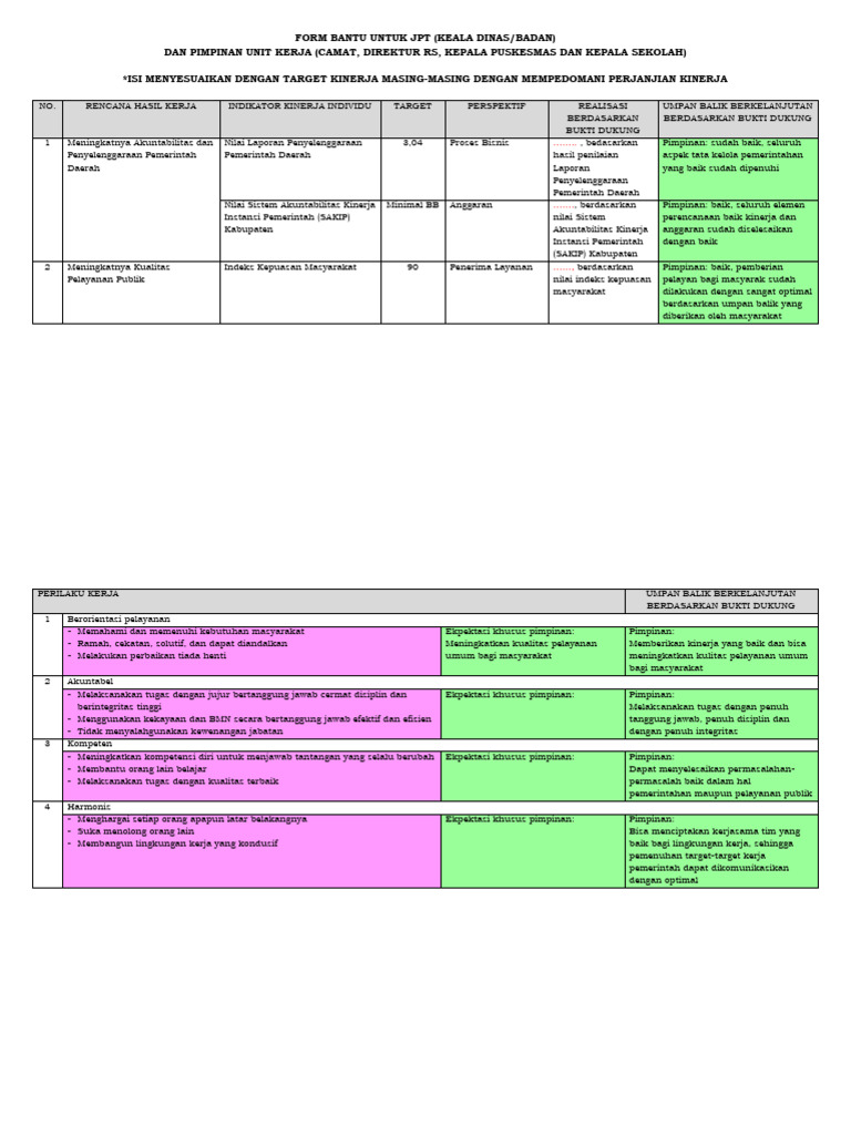Form Bantu Ekinerja BKN | PDF