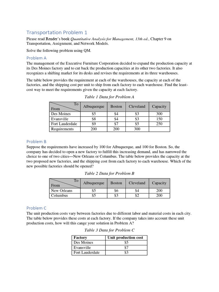 Transportation 1 Sol | PDF | Bisnis | Komputer