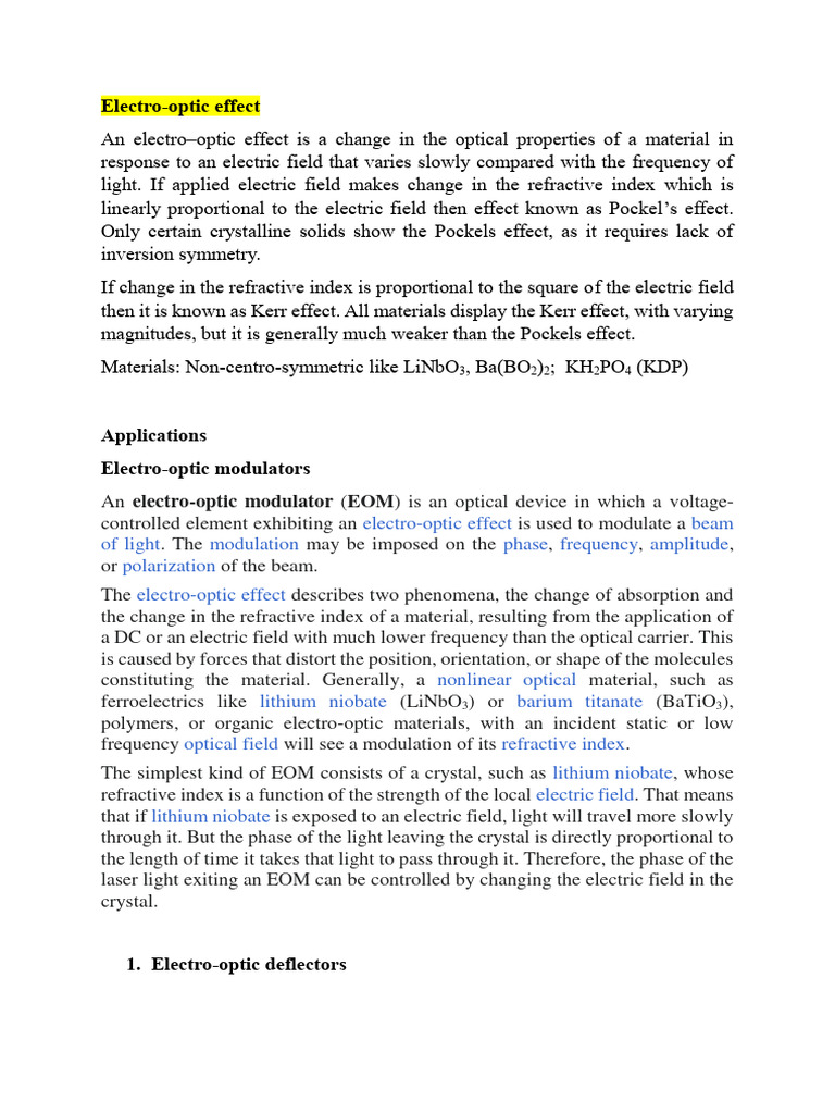 Electro Optic and Acousto Optic | PDF | Waves | Optics