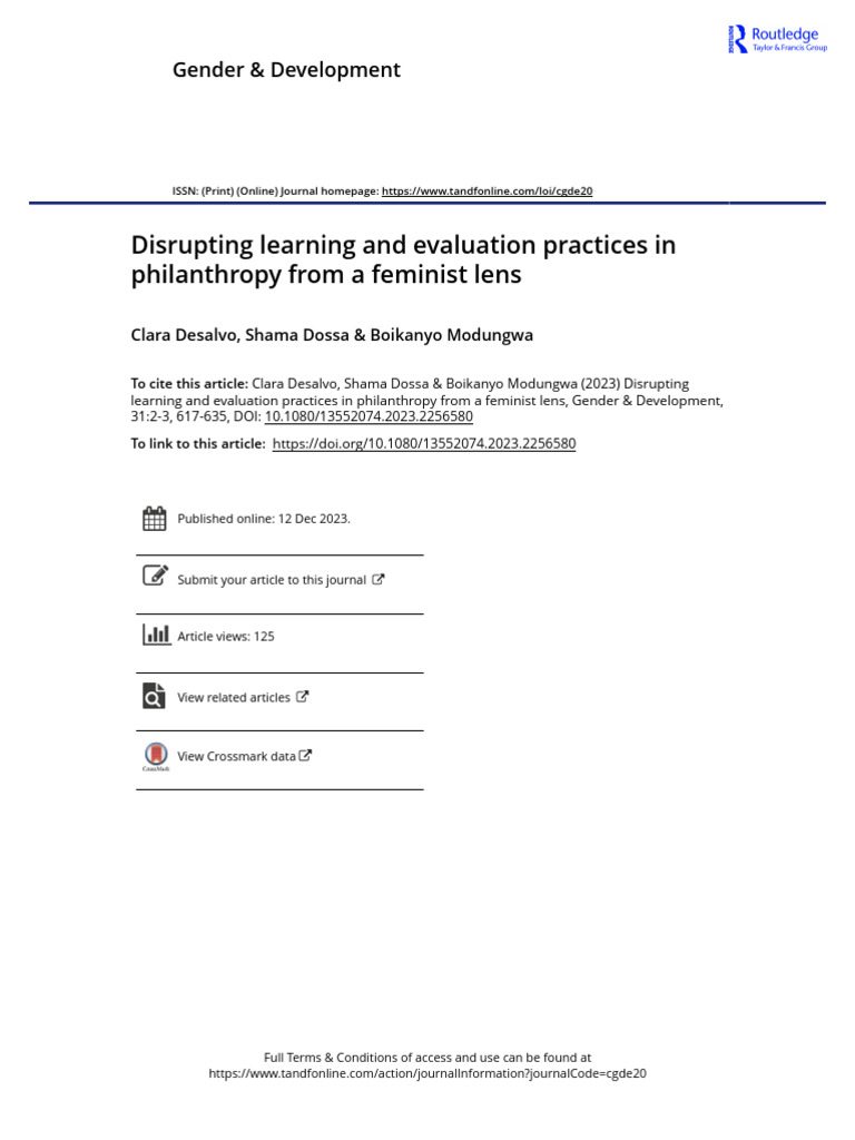 Disrupting Learning and Evaluation Practices in Philanthropy From A ...