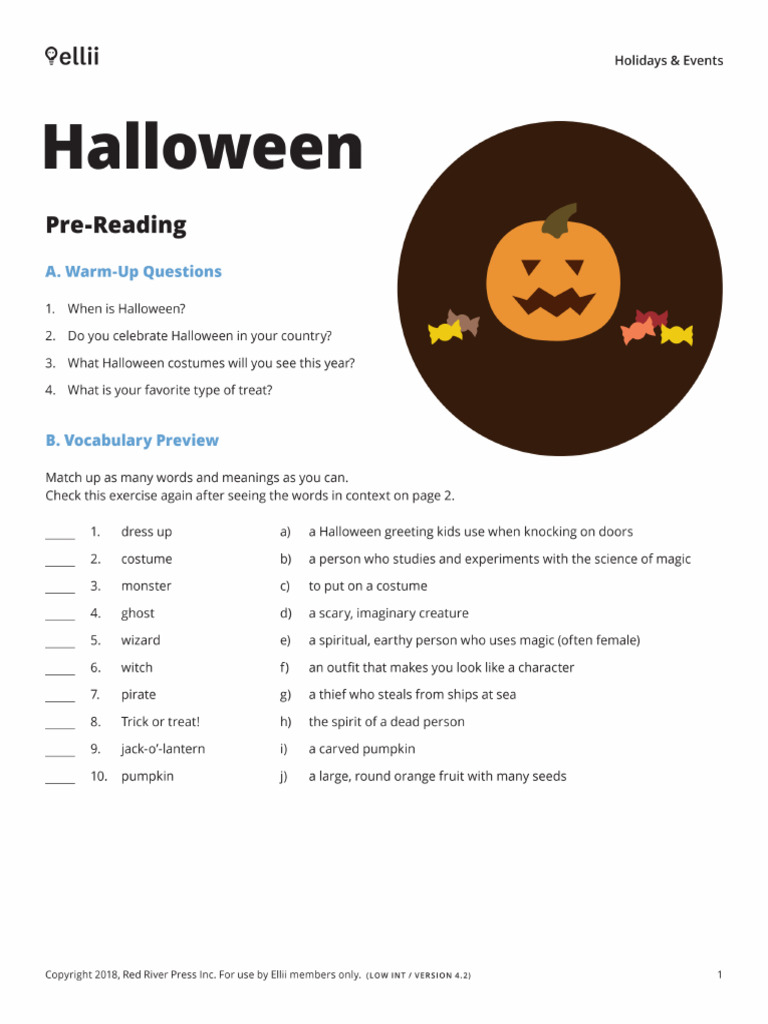 Halloween - Ellii (Formerly ESL Library) | PDF