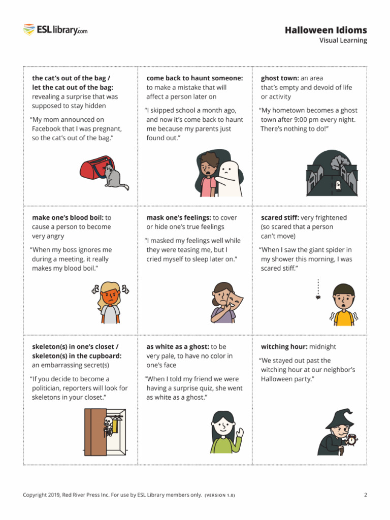 Halloween Idioms - Ellii (Formerly ESL Library) | PDF