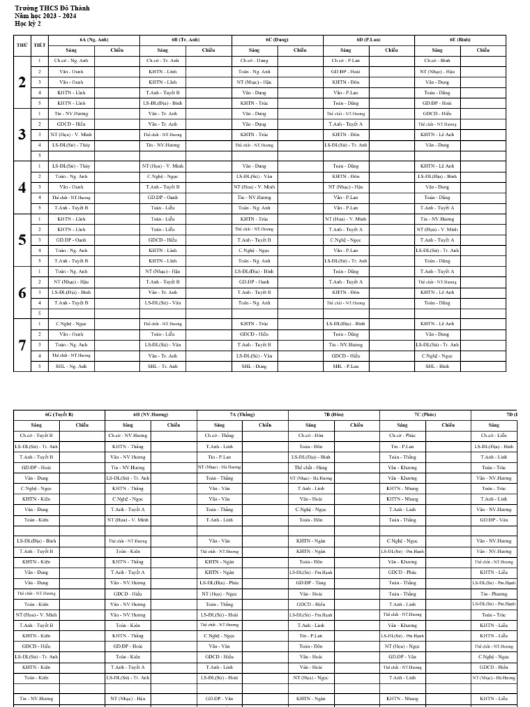 TKB số 11 - Lớp | PDF