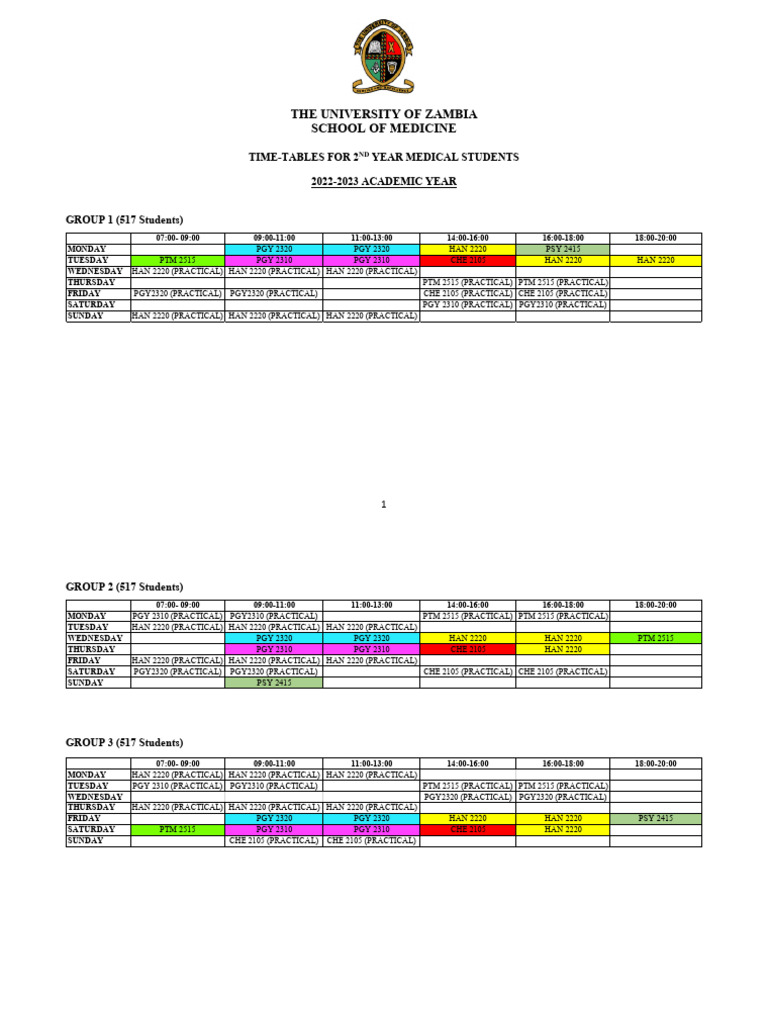 Final Time Tables | PDF