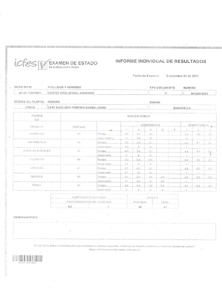 Prueba Icfes 2011 | PDF
