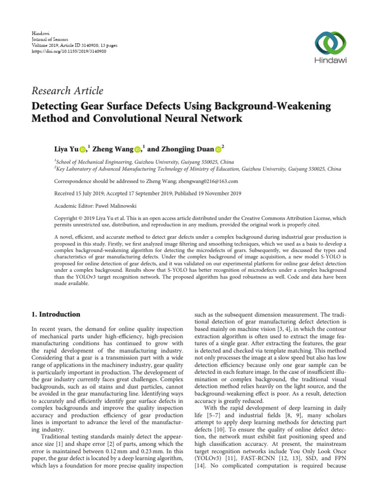 Detecting Gear Surface Defects Using Background Weakening Method And Convolutional Neural