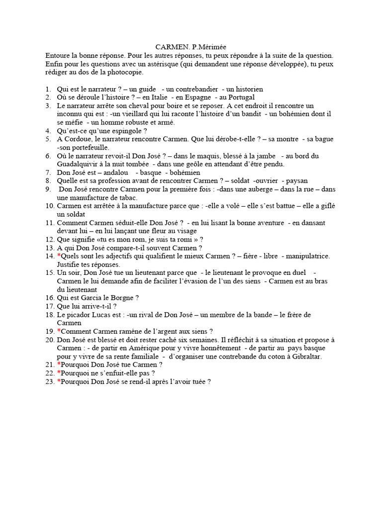 Carmen Contrôle | PDF