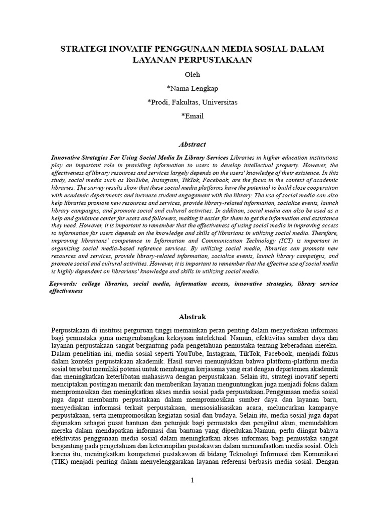 Strategi Inovatif Penggunaan Media Sosial Dalam Layanan Perpustakaan | PDF