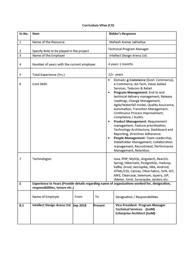Mahesh Kumar CV | PDF