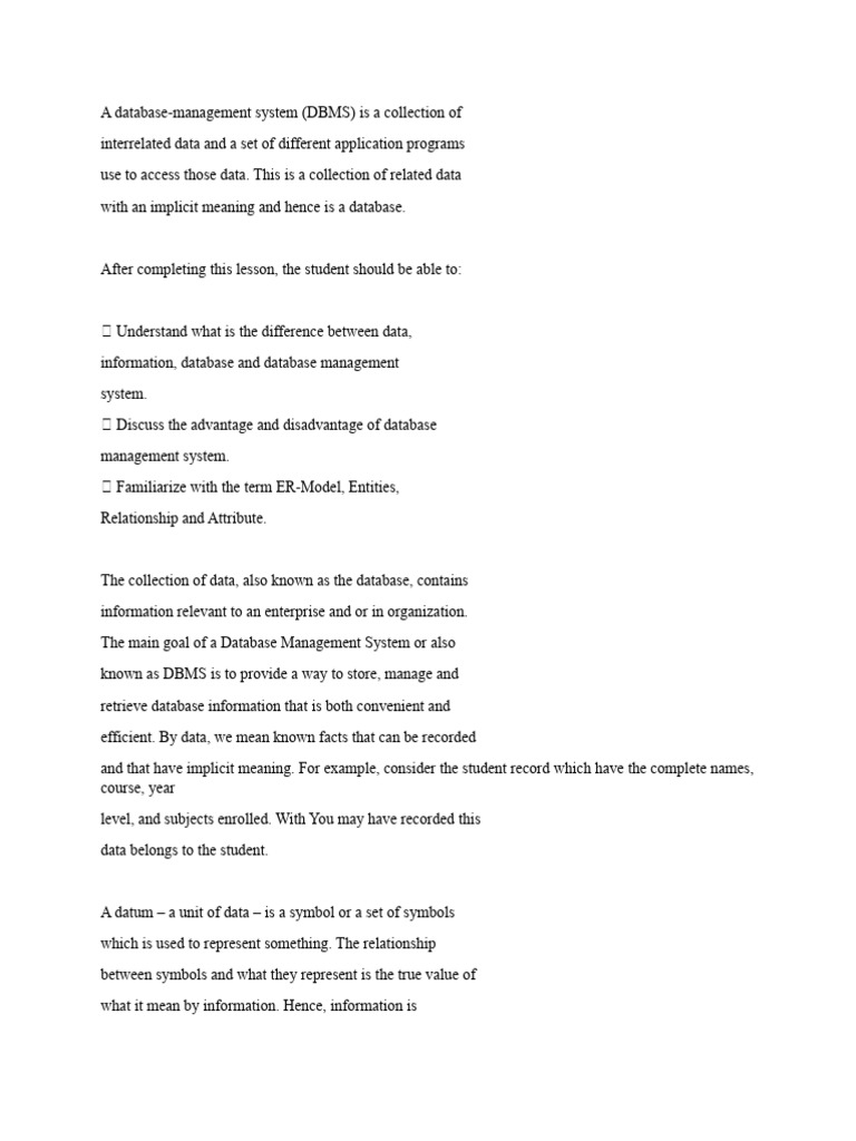 DBMS | PDF | Databases | Information