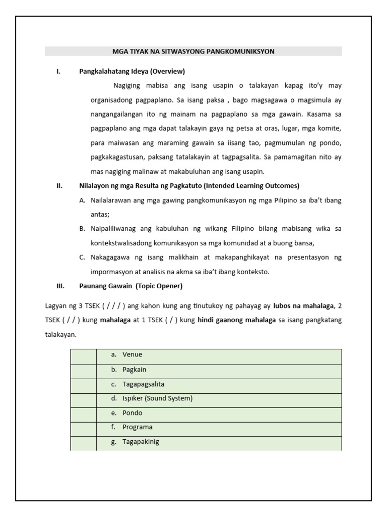 Aralin 7 (MGA TIYAK NA SITWASYONG PANGKOMUNIKASYON) | PDF Aralin 7 (MGA TIYAK NA SITWASYONG PANGKOMUNIKASYON) | PDF