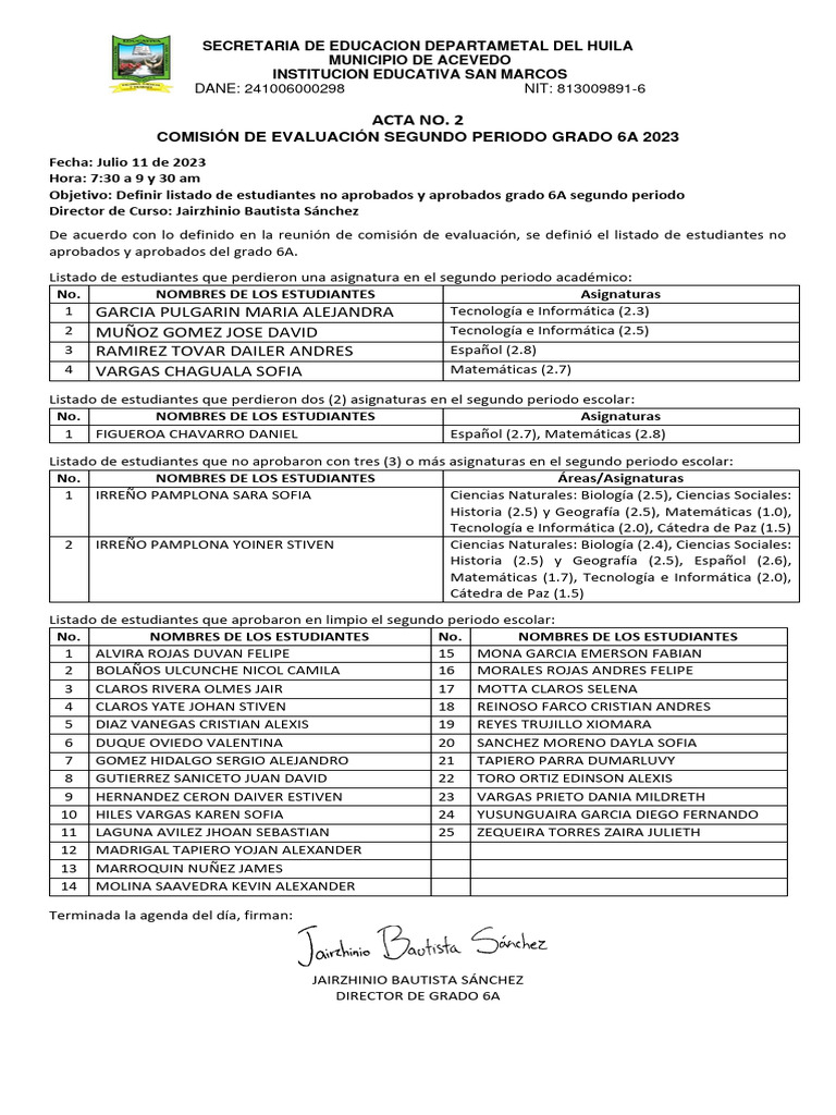 Acta No 2 Julio 11 de 2023 | PDF | Observación | Science