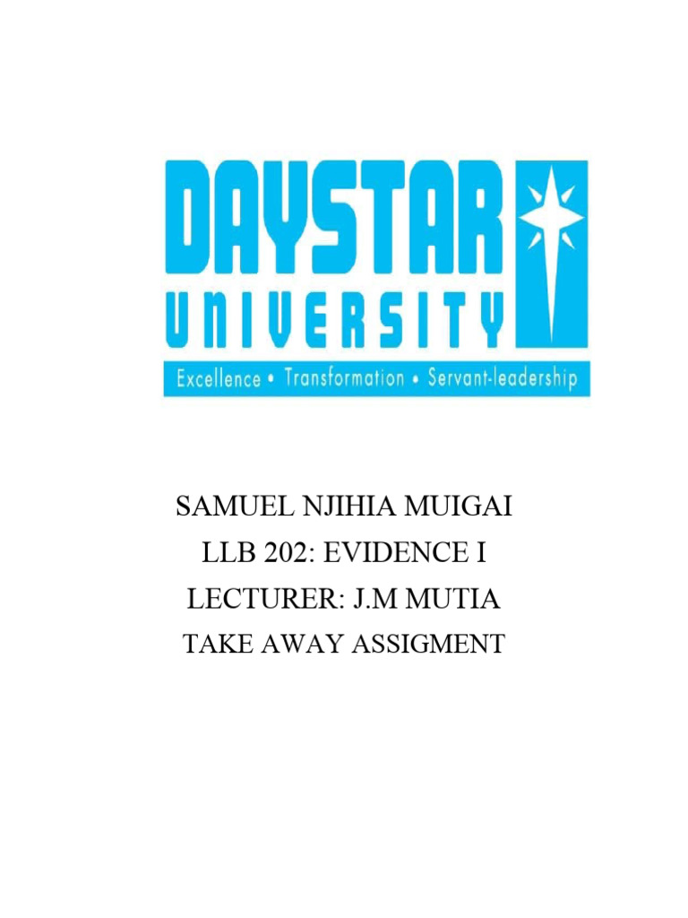 Samuel Njihia Muigai LLB 202: Evidence I Lecturer: J.M Mutia | PDF