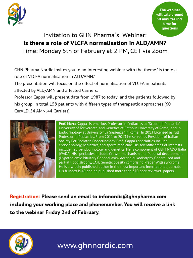 GHN Webinar - Is There A Role of VLCFA Normalisation in ALD AMN | PDF