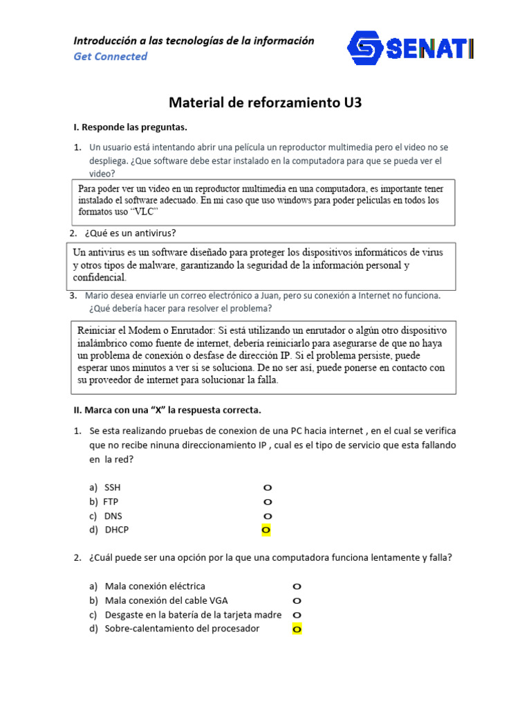 Material de Reforzamiento U3 | PDF