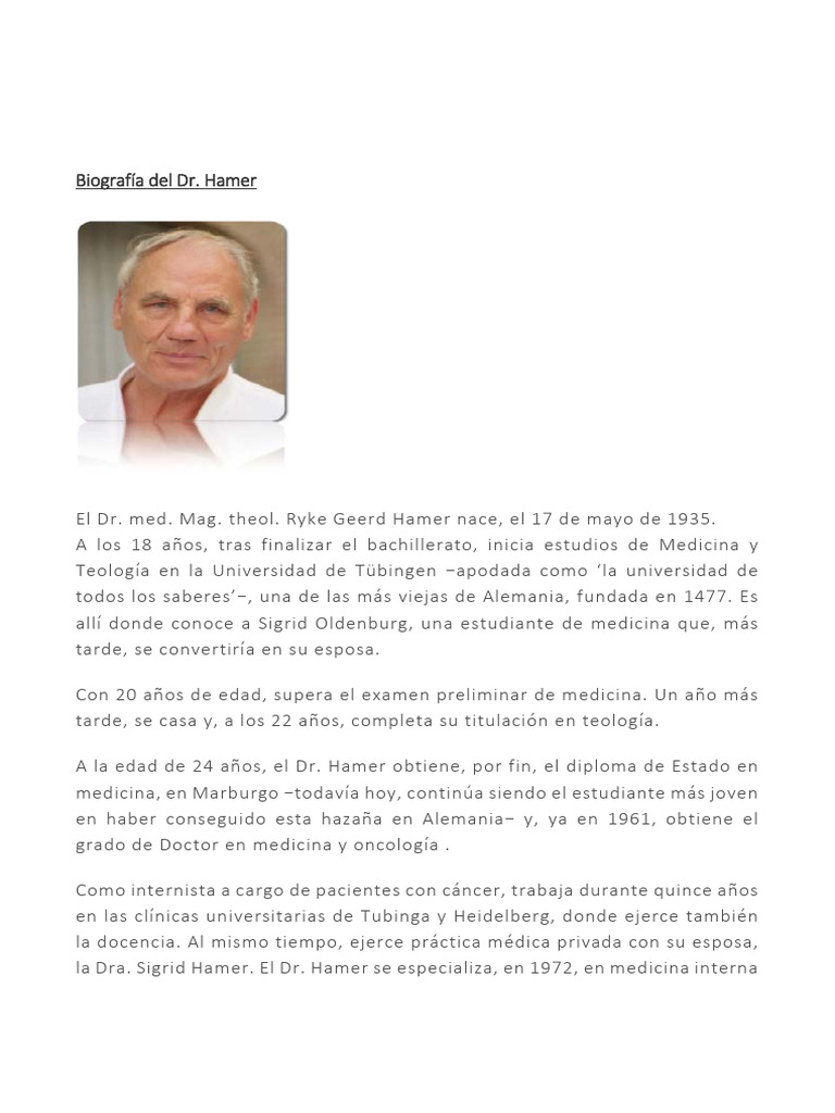 Biografía Del DR Ryke Hamer | PDF